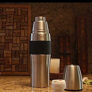 Ovente Stainless Steel Double Walled Vacuum Insulated Mug 26 Ounce, BPA-Free Leak Free and Spill Proof with Removable Cup, Portable Easy Travel and Clean Perfect for Hot or Cold Drinks, Silver TSA26S