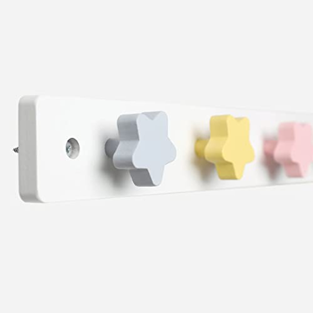 WONDERBEE Kids Coat Rack Wall Mount | Kids Wall Hooks for Backpacks, Towels and Coats | Mounted 14" Wall Hanger | Decorative for Kid's Bedroom, Playroom, Bathroom | Classic White