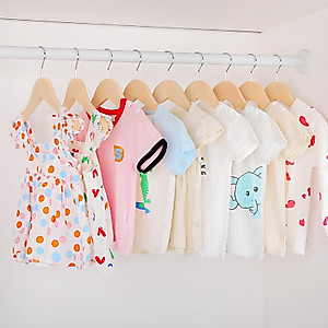 TOPIA HANGER Unfinished/Natural Kids Children Baby Wood Wooden Clothes Dress Shirt Hangers with No Painting - 360°Stronger Flexible Hook- Extra Smoothly Cut Notches, 10 Pack CT09N