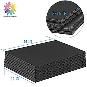 MBC MAT BOARD CENTER, 3/16" Thick Foam Core Board 11x14, Black Foam Backing Boards (Pack of 10)