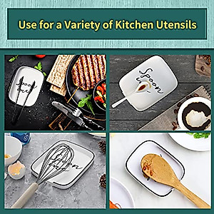 NJCharms Ceramic Spoon Rest For Stove Top, Large Spoon Holder For Kitchen Counter Top, White Cute Coffee Spoon Rests, Cooking Utensil Rest, Premium Farmhouse Kitchen Small Decoration,1 pcs