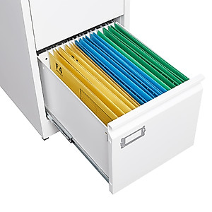 AFAIF 4 Drawer File Cabinet with Lock, Office File Cabinets for Home Office,18" Deep Metal Narrow Vertical Filing Cabinet, White File Cabinet Office Storage Cabinet Organizer fits Letter/Legal Size