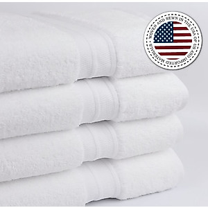 Sweet South by 1888 Mills 4-Piece Bath Towel Set, White | Made in The USA, 100% Cotton Loops