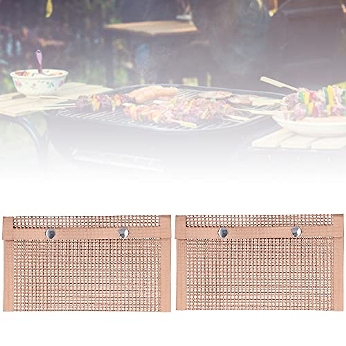 Vifemify 2pcs BBQ Mesh Bag High Temperature Resistant BBQ Bag 14x24cm Healthy and Environmental Friendly Non Toxic and Odourless