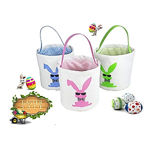 Easter Basket for Kids Easter Bunny Bag Easter Decorations (Blue - Glass)
