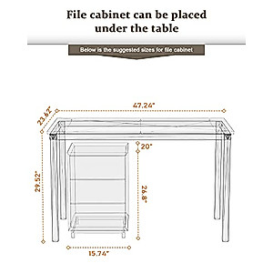 Teraves Computer Desk/Dining Table Office Desk Sturdy Writing Workstation for Home Office (47.24”, Black Oak)