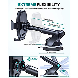 Miracase Military-Grade Universal Cell Phone Holder for Car,[Ultra-Stable& Strong Suction] Hands Free Dashboard Windshield Air Vent Car Phone Holder Mount Fit for All Mobile Phones