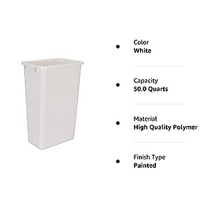 Hardware Resources CAN-50W Plastic Waste Container, White