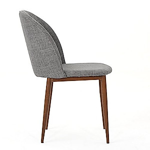 Christopher Knight Home Anastasia Fabric Dining Chairs, 2-Pcs Set, Light Grey / Light Walnut