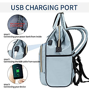 EMPSIGN Laptop Backpack for Women 17 Inch Travel Backpack, Large Capacity 40L Compuer Quilted Backpack Purse, Waterproof Stylish Business College Backpack with USB Port, Quilted Blue