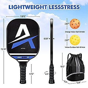 ADTIO Pickleball Paddles Set of 2，Graphite Pickleball Rrackets with 4 Pickleball Balls and Pickleball Bag,Lightweight Pickle Ball Paddle for Men Women Outdoor Games,Pickleball Racquet Starter Set