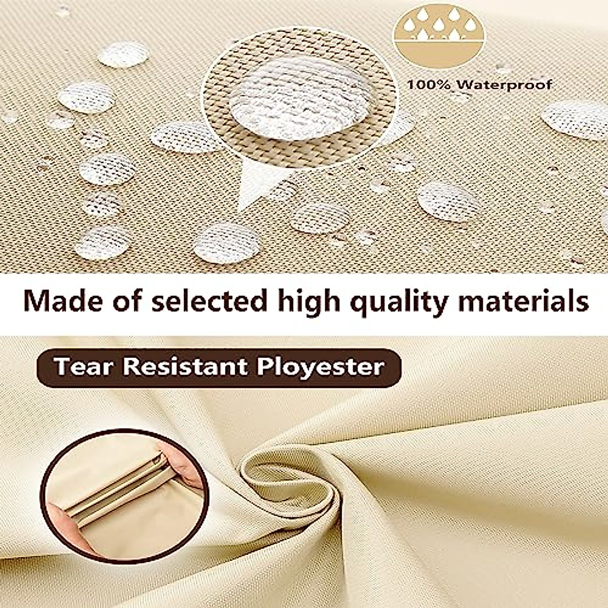 YANGSHILEI Outdoor Daybed Cover, 75 inch Patio Daybed Covers Waterproof,Round Daybed Covers,Patio Furniture Covers for Round Daybed Sofa, khaki