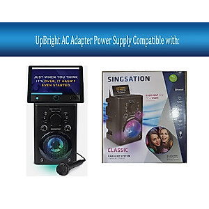 UpBright 15V AC/DC Adapter Compatible with Singsation SPKA30 SPKA30R SPKA30Q Karaoke System Machine Classic Bluetooth Speaker 808 Audio 15VDC 1A 14VDC Power Supply Cord Cable Battery Charger Mains PSU