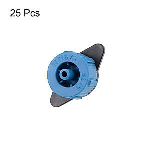 uxcell Pressure Compensating Dripper 2 GPH 8L/H Emitter for Garden Lawn Drip Irrigation with Barbed Hose Connector, Plastic Black Blue 25pcs