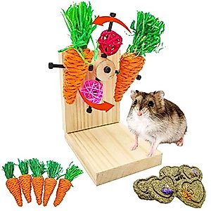 BNOSDM Wooden Foraging Toy for Small Animals Hamster Enrichment Foraging Toys Interactive Spin Guinea Pig Puzzle Toy for Dwarf Hamster Guinea Pig Chinchilla Rat Rabbit Chinchilla Bunny