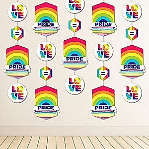 Big Dot of Happiness Love is Love - Gay Pride - LGBTQ Rainbow Party DIY Dangler Backdrop - Hanging Vertical Decorations - 30 Pieces