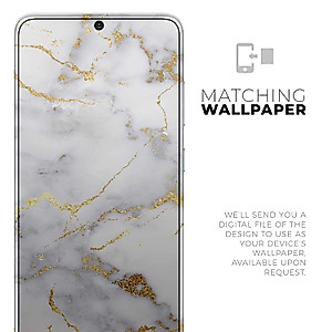 DesignSkinz Marble & Digital Gold Foil V2 Protective Vinyl Decal Wrap Skin Cover Compatible with The Samsung Galaxy S20 (Screen Trim & Back Glass Skin)