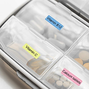 Phomemo D30 Label Maker Machine with 4 Tapes - Black on Pink, Blue, Yellow, White Tape, Mini Bluetooth Label Printer, Portable Smart Phone Handheld Sticker Mini Labeler Inkless Rechargeable, BPA-Free