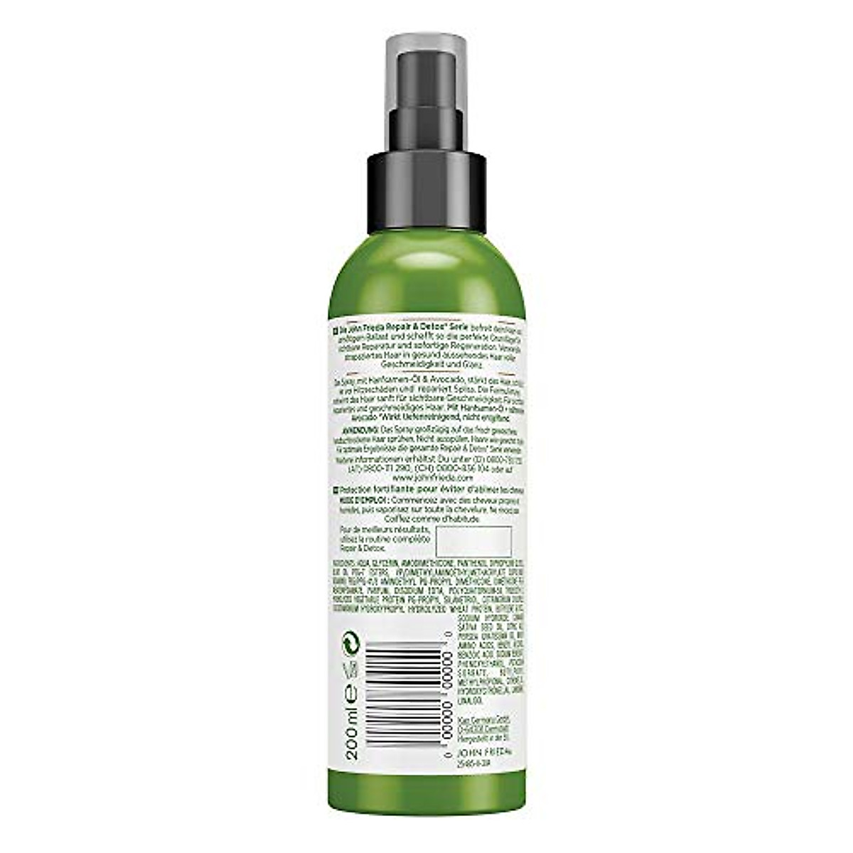 John Frieda Repair & Detox Care & Protect Spray with Avocado Oil and Green Tea, 200 ml