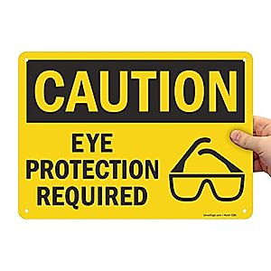SmartSign - U9-1533-NP_10x14 "Caution - Eye Protection Required" Sign | 10" x 14" Plastic Black on Yellow