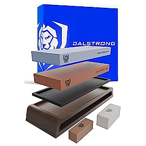 Dalstrong Premium Whetstone Kit - #1000/#6000 Knife Sharpening Kit - Extra Large Grit Stones - Top-Grade Corundum - Thick Knife Sharpening Stone - Hand Crafted Acacia Wood - Whetstone Knife Sharpener