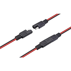 AAOTOKK SAE Y Splitter Adapter Cable SAE 1 to 2 SAE DC Power Automotive Extension Cable 2 Pin Quick Connect Disconnect Plug SAE Connector 18AwG Wire for Solar Panel Charging(30 cm-Red Black)