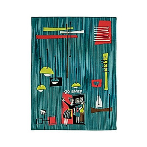 Blue Q Dish Towel, Go Away (What Your Host is Really Thinking?) Funny, Nifty 50's Vibe, 100% Cotton, Imported, Screen-Printed in Rich Vibrant Colors, 28" x 21"