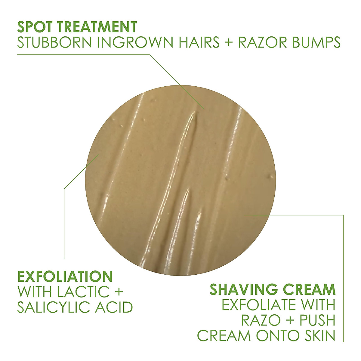 Bye Bump Green Cream by Se-Brázil for Stubborn Ingrown hairs, Razor Bumps and Body Acne Spot Treatment, Dual Action: Use as a Mask or Shaving Cream, 2 oz