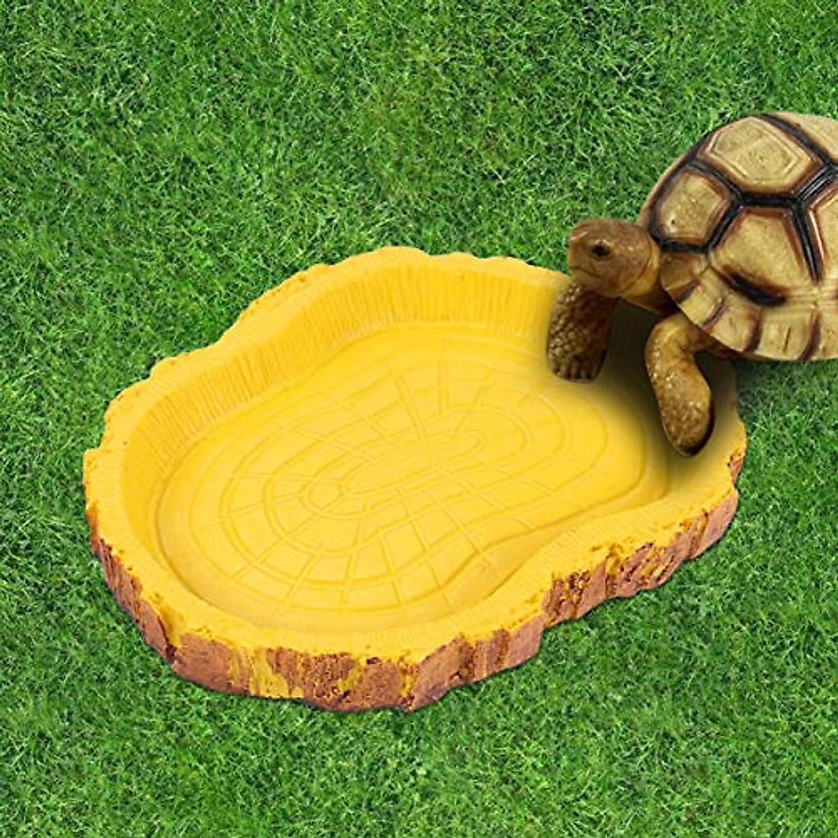 POPETPOP Water and Food Dish for Reptiles-Resin Simulated Bowl for Snake,Tortoise,Lizard,Frogs Reptile Water Dish