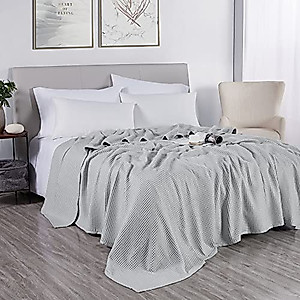 DOZ by SIJO 50% Viscose Derived from Bamboo and 50% Cotton Blend Twin-Twin XL Summer Waffle Lightweight Bed Blanket, Dove