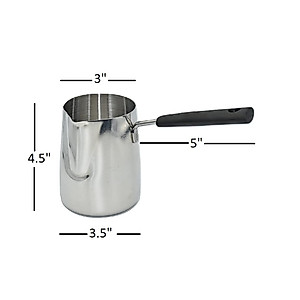 Turkish Coffee Pot, Greek Coffee Pot, Hot Chocolate Pot, Cezve, Ibrik, Briki, Milk Warmer, Butter and Chocolate Melting Pot, Percolator, contemporary design, 20 oz (600 ml) capacity, chrome