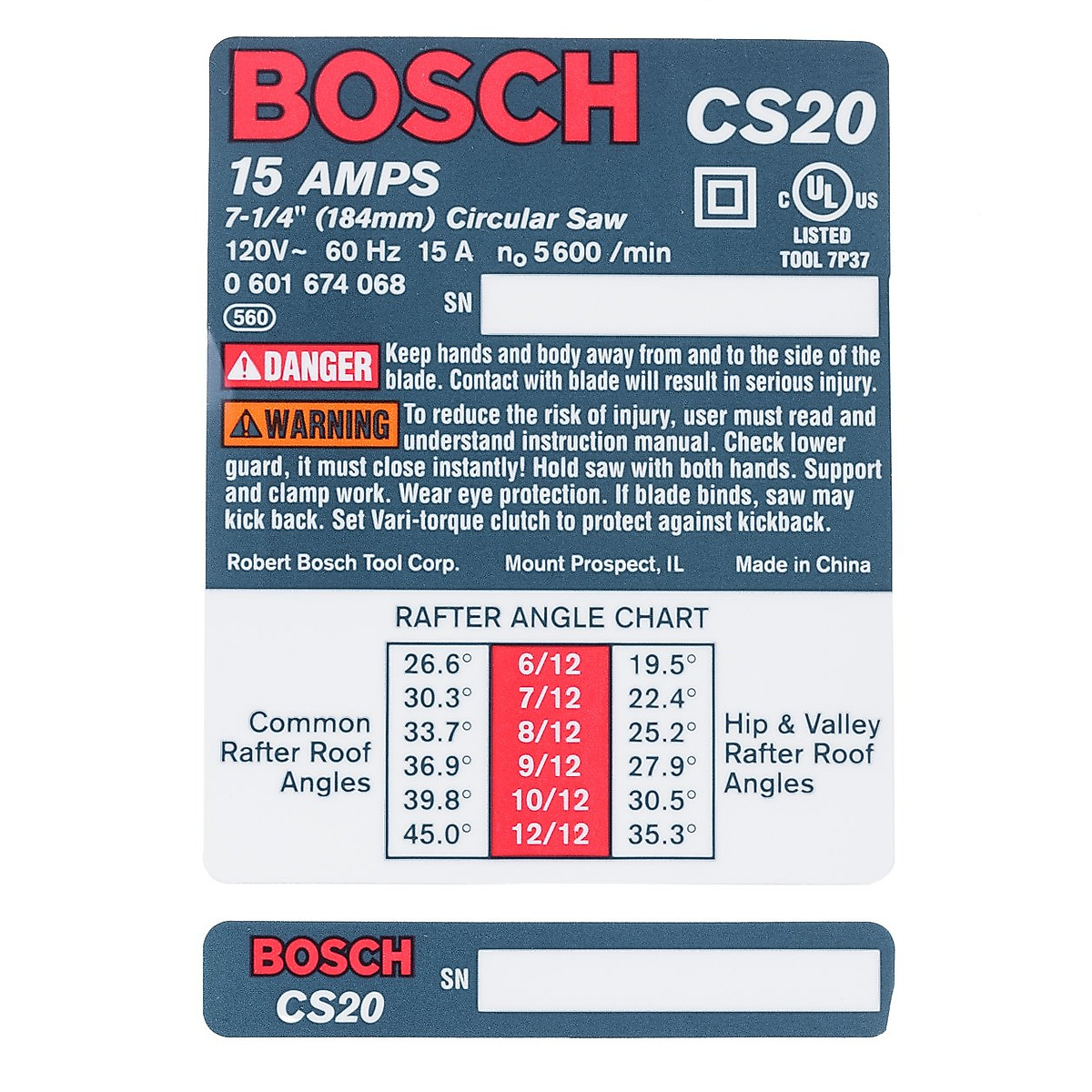 Bosch Parts 1619X02048 Nameplate