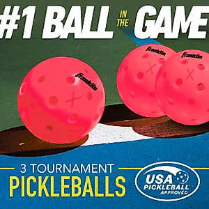 Franklin Sports X-40 Pickleballs - Outdoor 3 Pack USA PICKLEBALL APPROVED Pink Official Ball of US Open Pickleball Championships