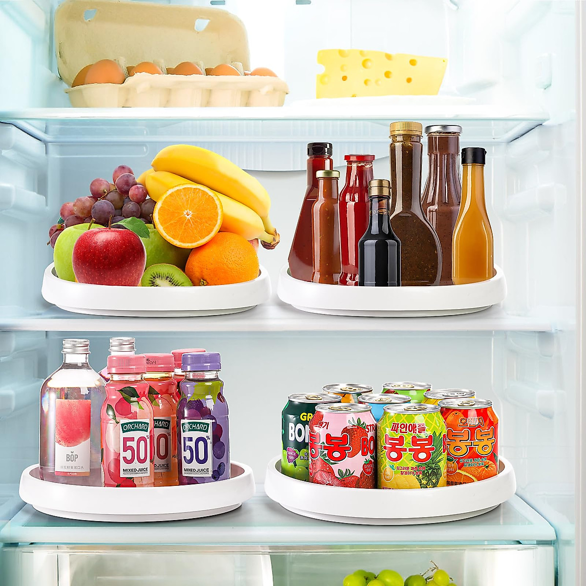 Lawei 3 Pack Pantry Cabinet Lazy Susan Turntable - 10 Inch Non-Slip Lining Kitchen Storage Turntable for Cabinet, Pantry, Refrigerator, Countertop - Spinning Organizer for Spices, Condiments, Baking