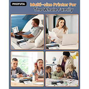 PhoFuta M832 Portable Printers Wireless Travel 300dpi,Small Inkless Thermal Printer for Phone & Laptop, Bluetooth Compact Printer for Mobile Office Home, Support A4 & 8.5 x 11 US Letter Thermal Paper