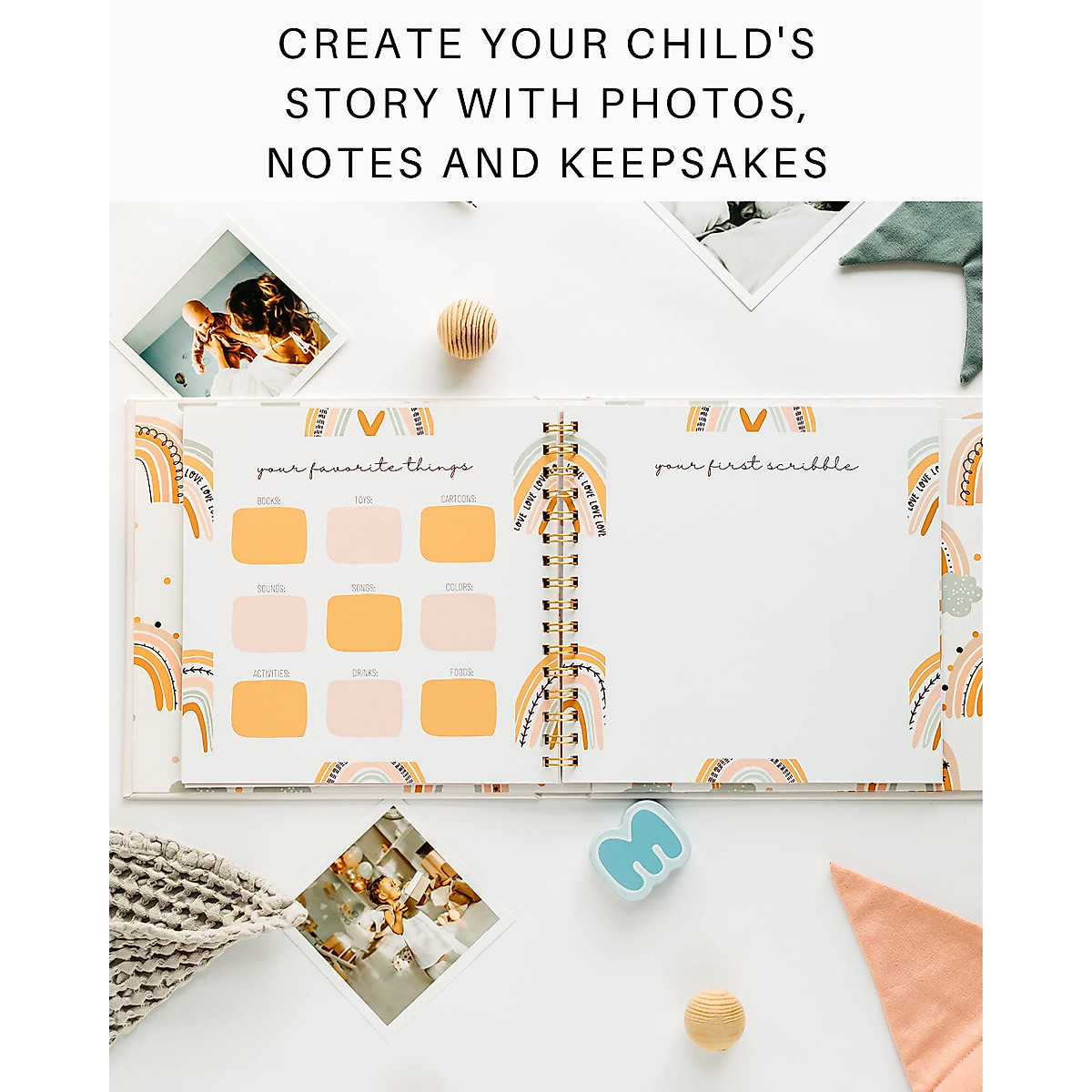 Lamare Baby’s First Year Book - Baby Memory Book for Girls to Document, Cherish Moments Baby First Year Baby Keepsake Book, Baby First Year Photo Album with Pocket for Modern Families | Size 9.5x9"