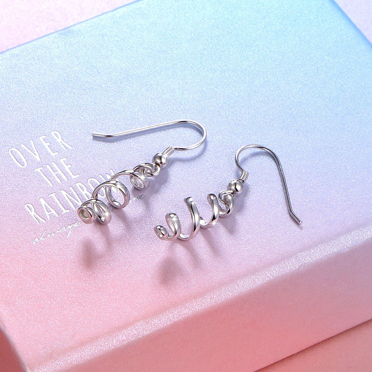 925 Sterling Silver Cute Exquisite Dangle Earrings Curve Twist Shape Spiral Dangle Stud Earrings for Women Birthday Gift