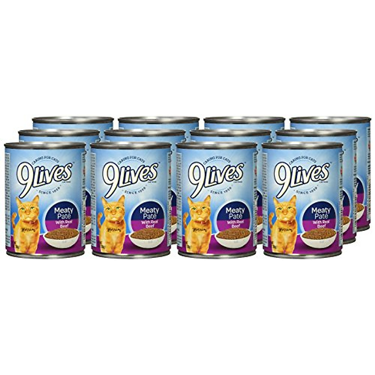 9Lives Meaty Paté With Real Beef Wet Cat Food, 13 Ounce (Pack of 12)
