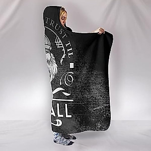 Viking 3D Printed Hooded Blanket Warm Soft Vacnut Awe Helmet Celtic Knot Unisex Winter Wearable Hooded Blanket Double Thick Plush Fleece Blanket Cape ( Color : Blanket , Size : 80x60in/150x200cm )