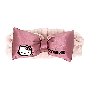 The Crème Shop x Sanrio Hello Kitty Pink Satin Plush Spa Headband Cruelty-Free Vegan Elegant Functional for Skincare Makeup Routines Elevate Your Beauty Regimen with Luxury Charm.