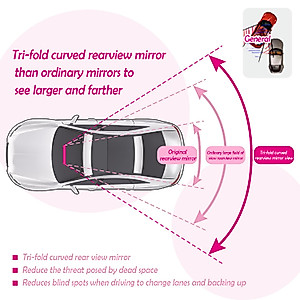 Car Rear View Mirror,15 Inch HD Triple Fold Panoramic Rear View Mirror Extender,Adjustable Wide Angle Car Mirror,Universal Car Interior Accessories for Car Truck SUV Vans