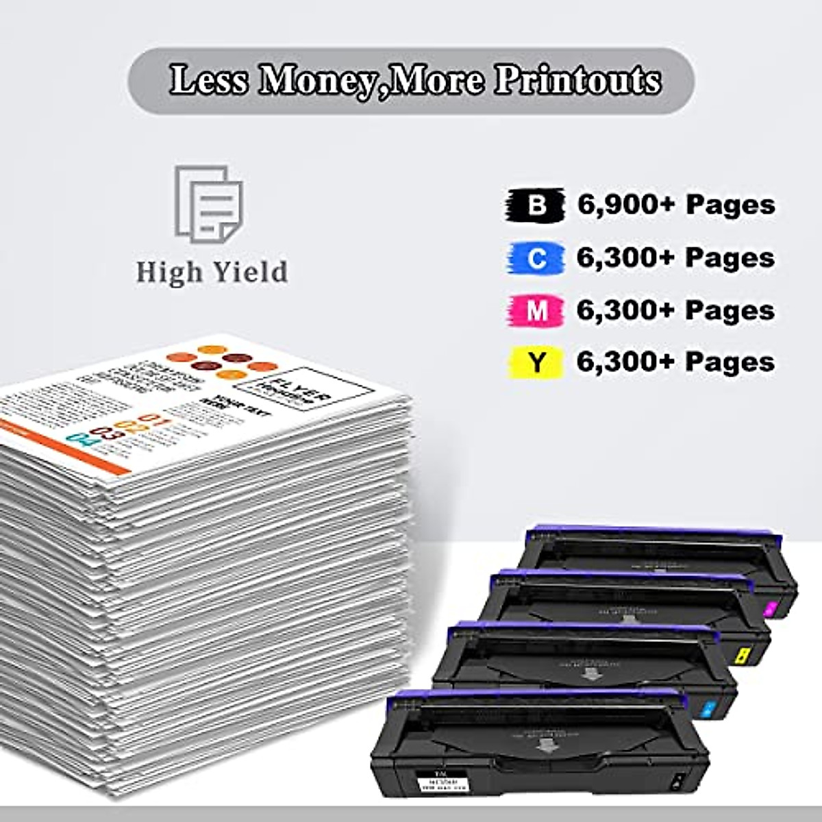 4 Colors Compatible Toner Cartridges Print Cartridges M C250 P C300 P C301 C250H C300W High Capacity 6900 Pages for Black & 6300 Pages for CMY TOPRINT for Ricoh M C250FW, M C250FWB, P C300W, P C301W