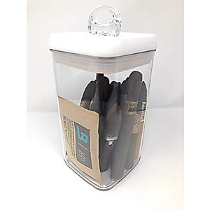 Easy Open Acrylic Cigar Humidor Jar Including The Boveda 69% 2-Way Humidity System, 25 Cigar Capacity (Square)