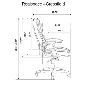 Realspace® Cressfield Bonded Leather High-Back Chair, Black/Silver