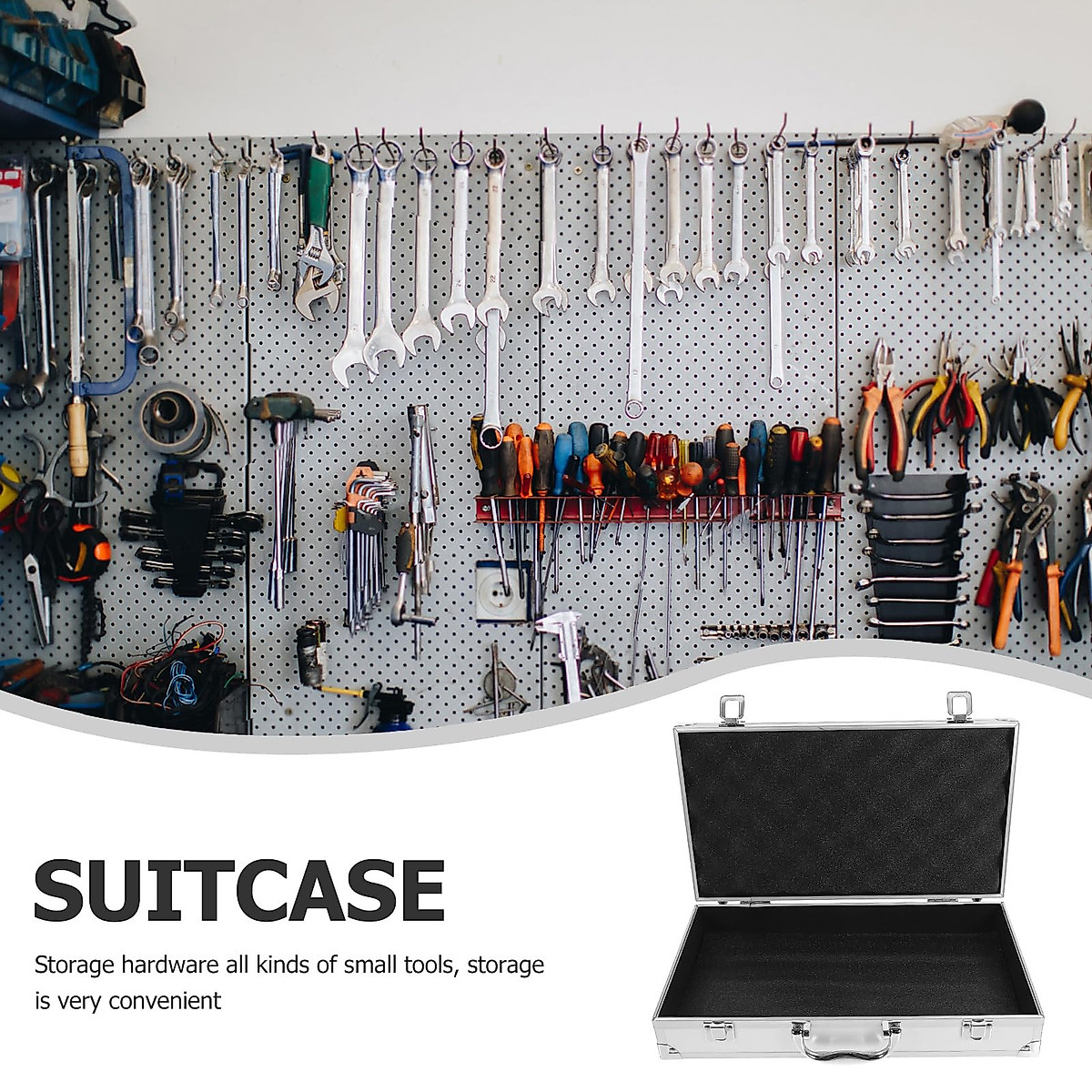 ERINGOGO Aluminum Attache Case - 14inch Lock Metal Briefcase with Ripple Foam, Hard Aluminum Carrying Case, Universal Portable Tool Case for Laptop/Luggage/Instrument, White