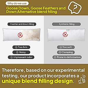 Goose Down Body Pillow Firm Body Pillows for Adults Large Long Hugging Pillow Insert for Side Sleepers, Breathable Full Body Pillow for Bed Sleeping with 100% Organic Cotton Downproof Shell