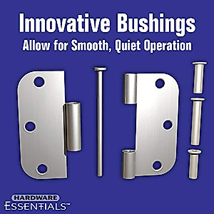 Hardware Essentials 854321 Round Corner Squeak-Proof Door Hinges, 3-1/2 inch, 3-1/2", Satin Nickel, 3 Pieces