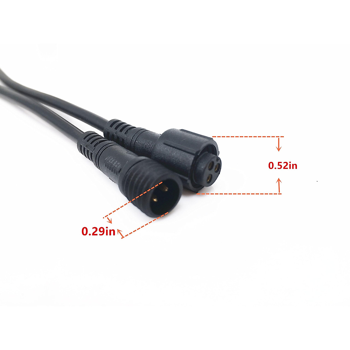 6 Pair Black 3 Pin Waterproof Connector，Waterproof Male Female Connector Cable led Connector，led 3 pin Waterproof Connector ，for for Garden Lights Path Lighting,Indoor/Outdoor LED Strip Lights