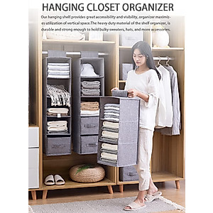 PUiKUS Closet Hanging Shelves - Clothes Organizer and Storage for Sweater Jeans Shirt - Dorm Wardrobe Nursery Rv Room - Kids Closet Hanging Accessories | 5-Shelf Drawers Hanger
