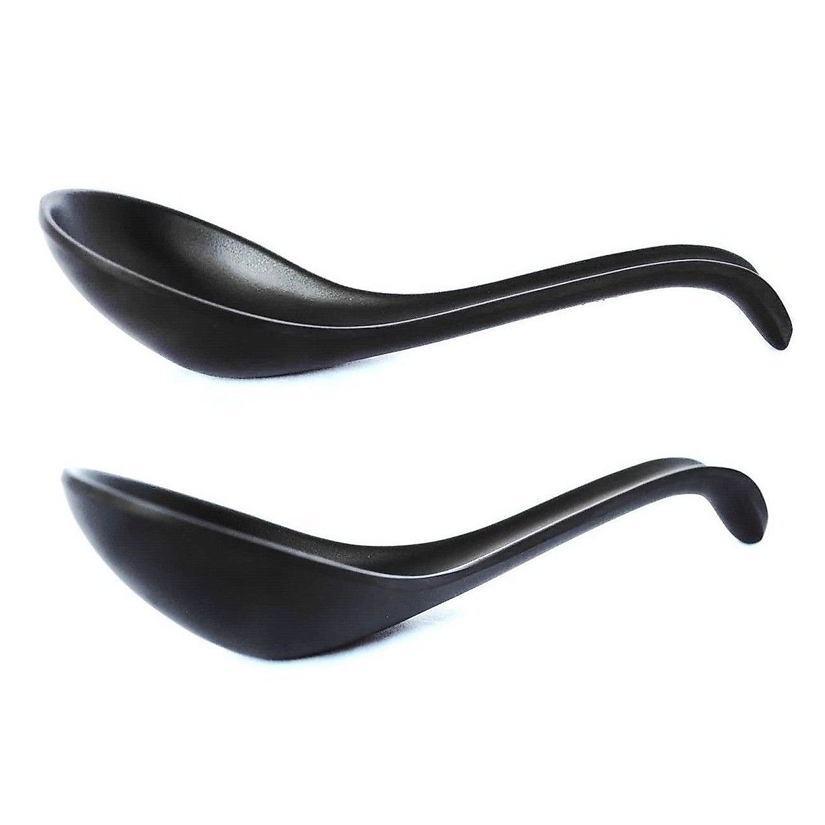 Lucky Star Melamine Japanese Ramen Vietnam Pho Noodle Soup Serving Spoons Utensil, 6.5” Length, Black (48)